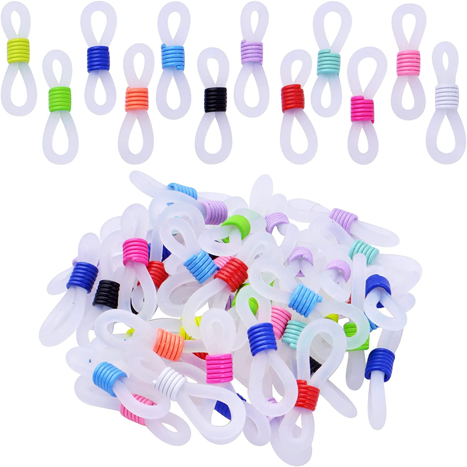 50pcs Eyeglass Chain Ends Eyeglass Chain Loop Holder Adjustable Rubber ...
