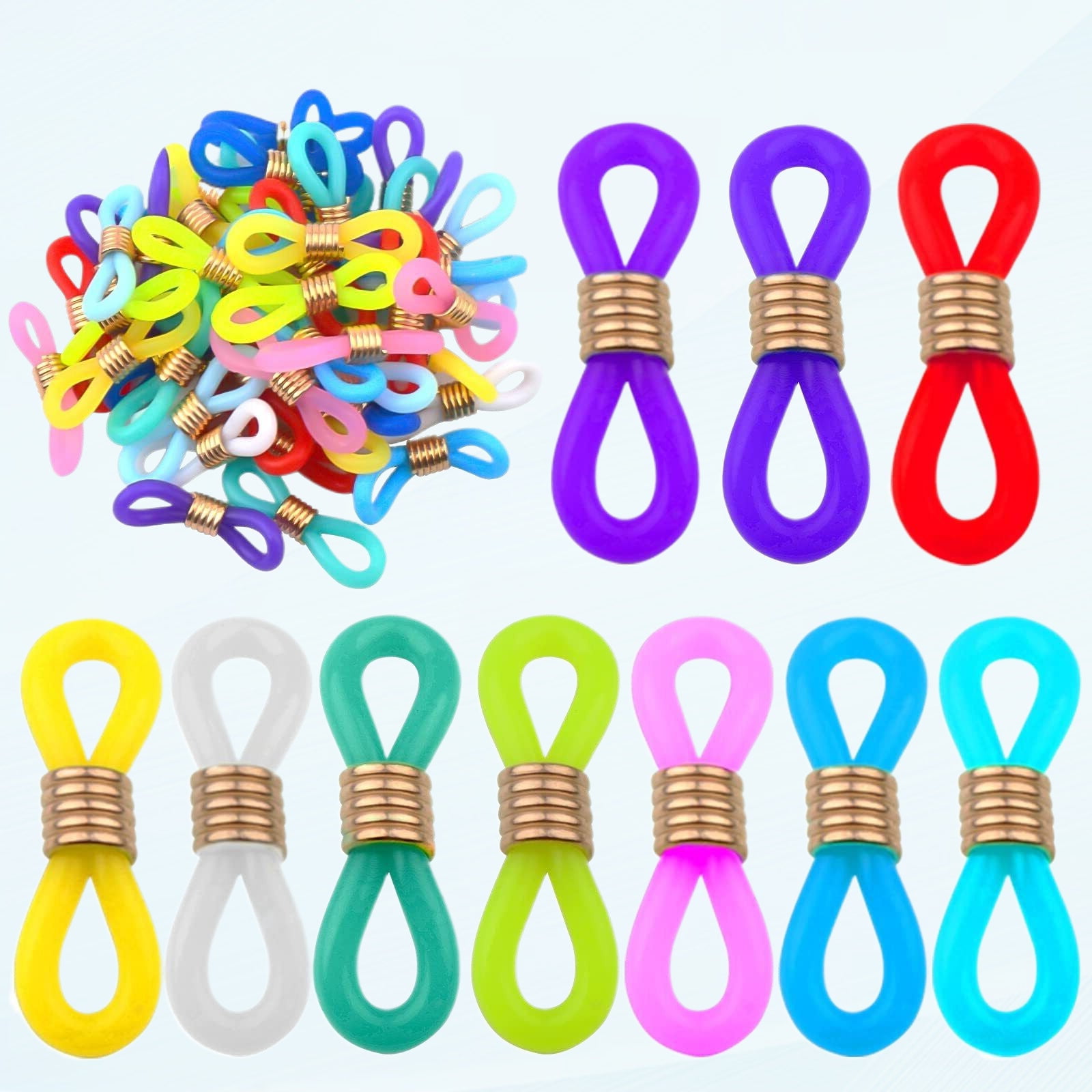 50pcs Eyeglasses Chain Ends Adjustable Spring Connector Holder Silicone ...