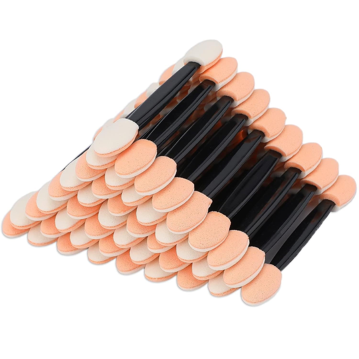 50pcs Eyeshadow Applicators Dual Head, Eye Shadow Brushes Cream White ...