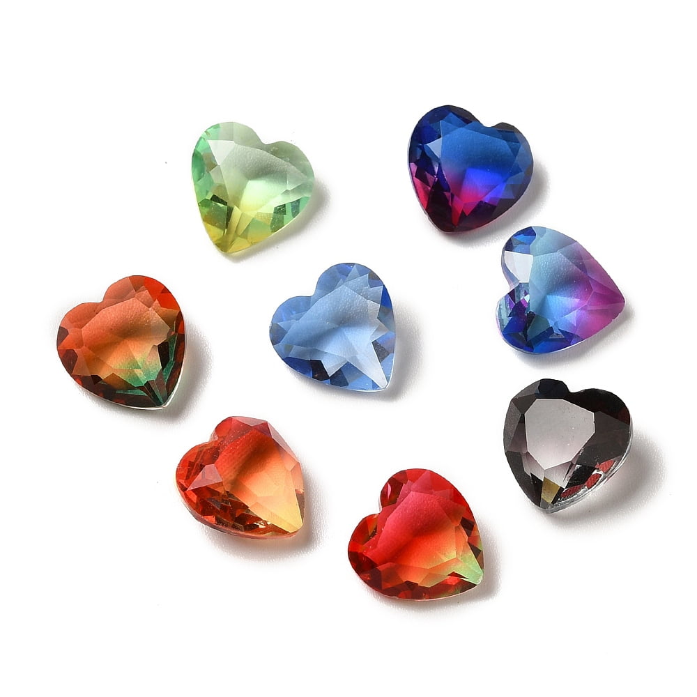 50pcs Faceted K9 Glass Rhinestone Cabochons Pointed Back Heart Mixed ...