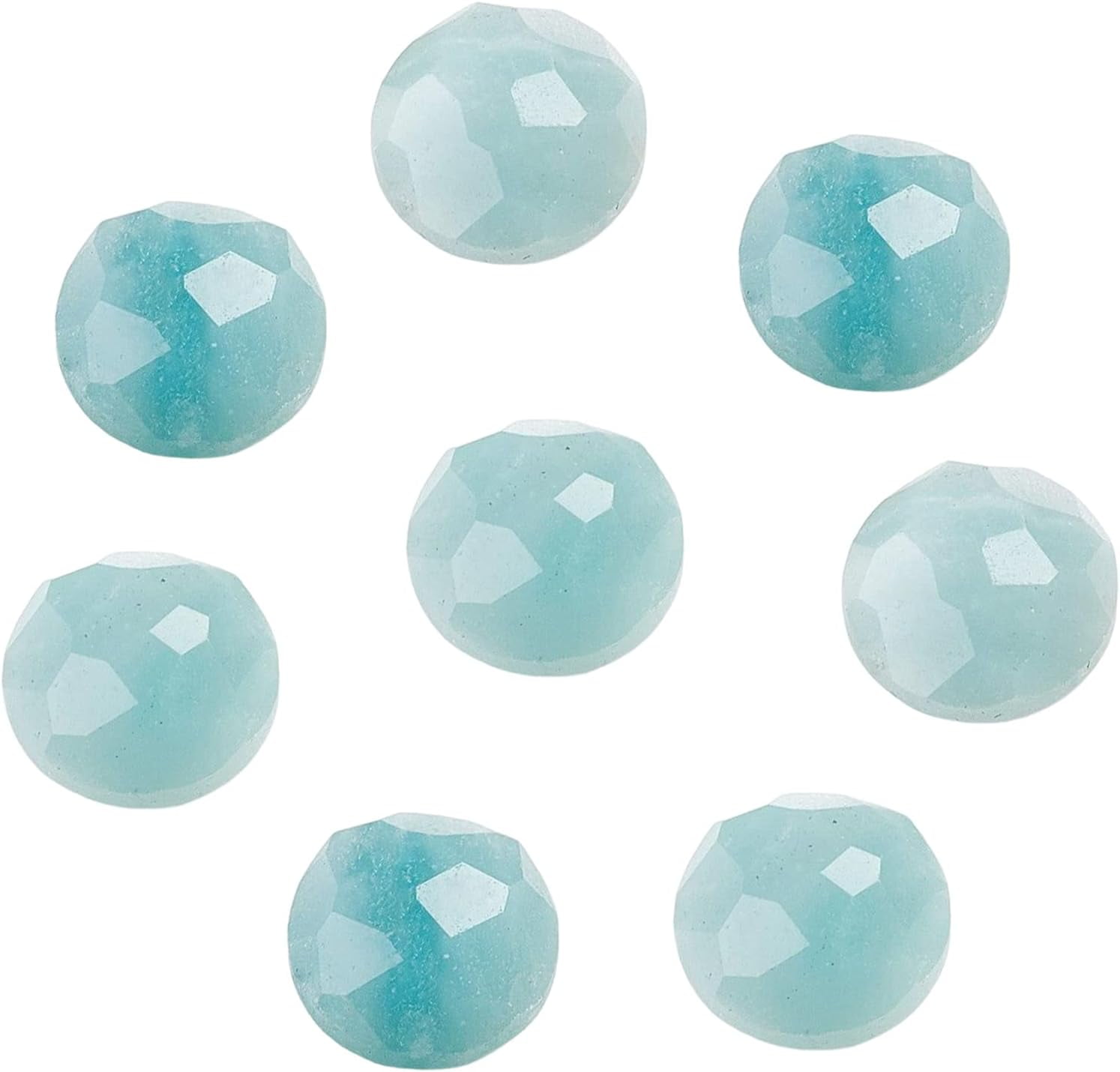 50pcs Faceted Quartz Stone 8mm Natural Amazonite Cabochons Half Round ...