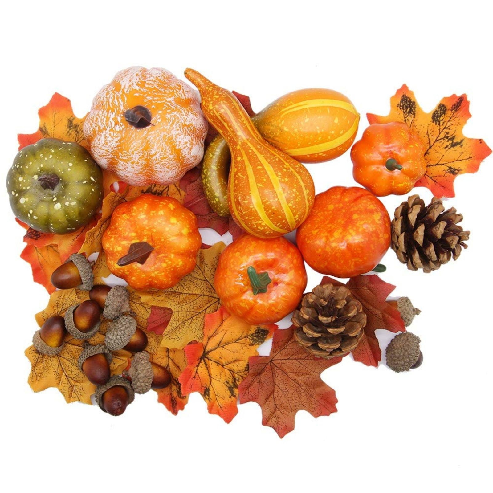 50pcs Fall Decorations Mini Artificial Pumpkins Gourds Acorns Pinecones ...