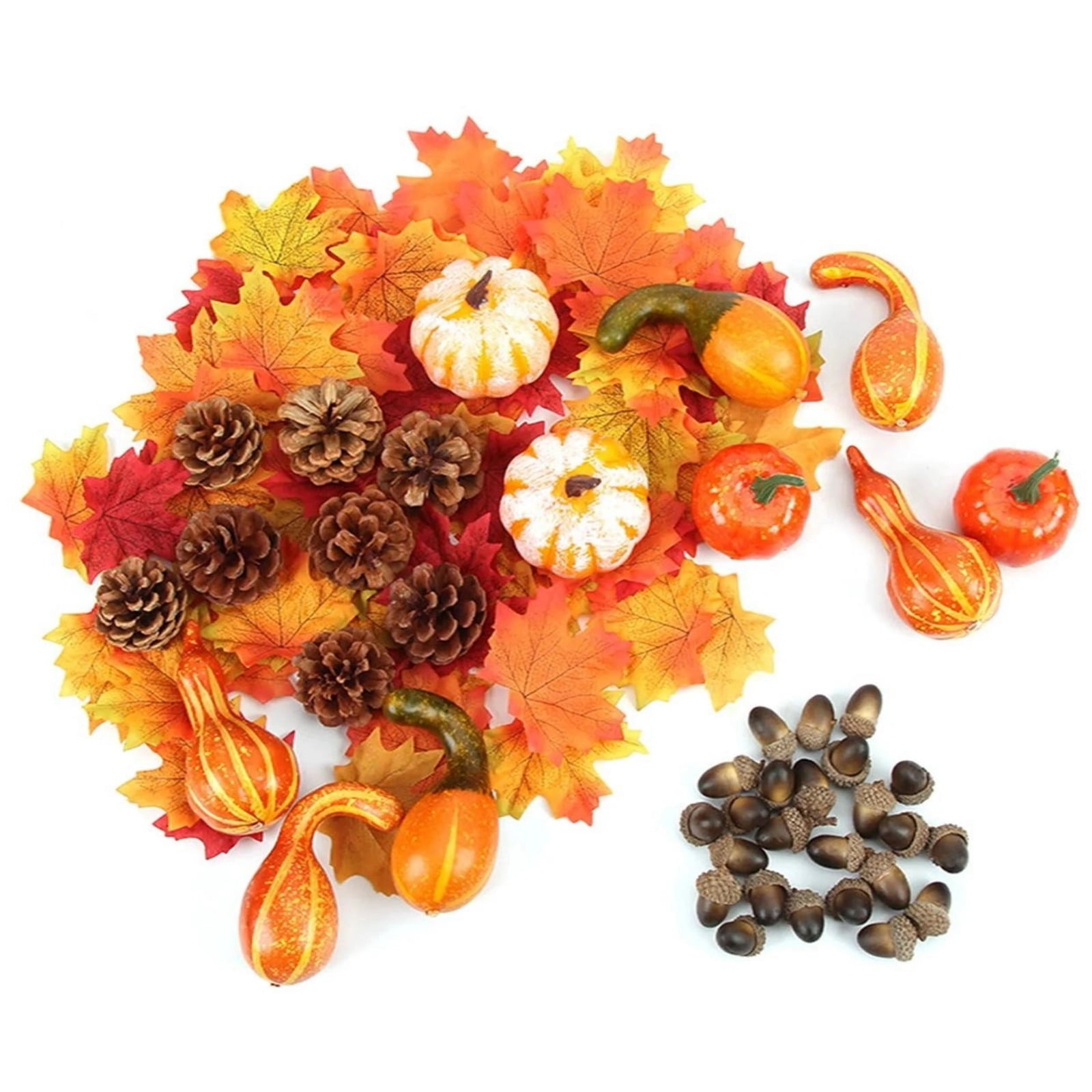 50pcs Fall Pumpkins Decor Set, Mini Artificial Gourd, Fall Leaves and ...