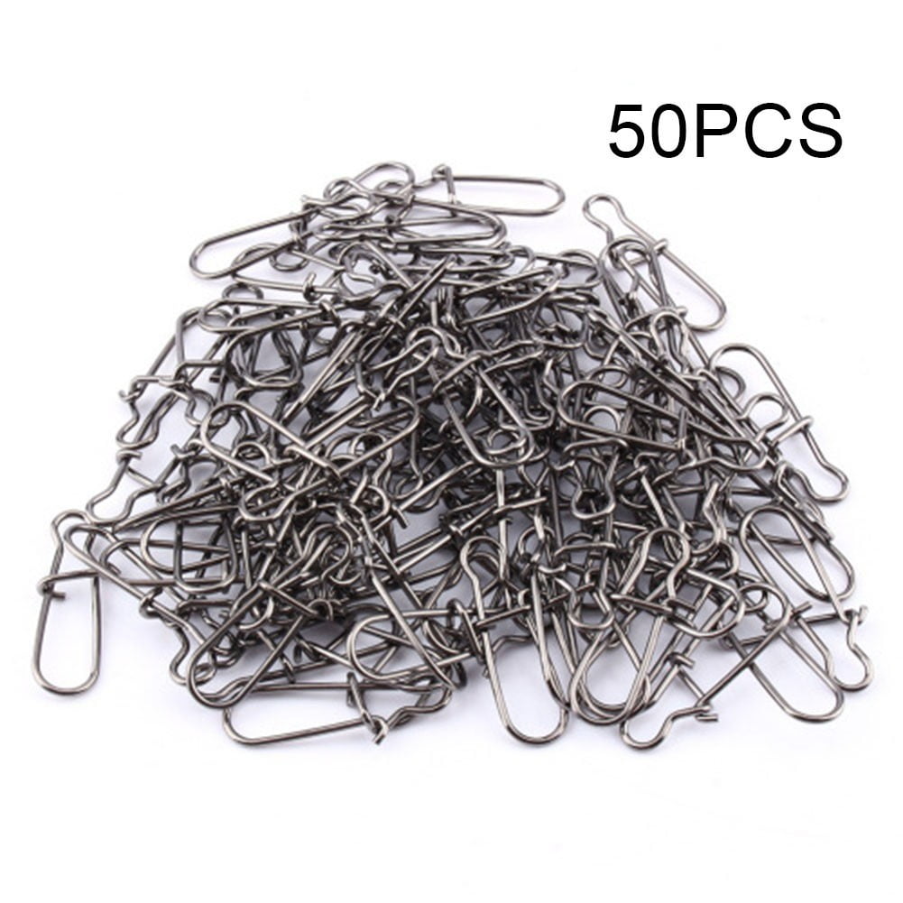 50Pcs Fast Clip Lock Snap Swivel Solid Rings Safety Snaps Fishing Hook ...