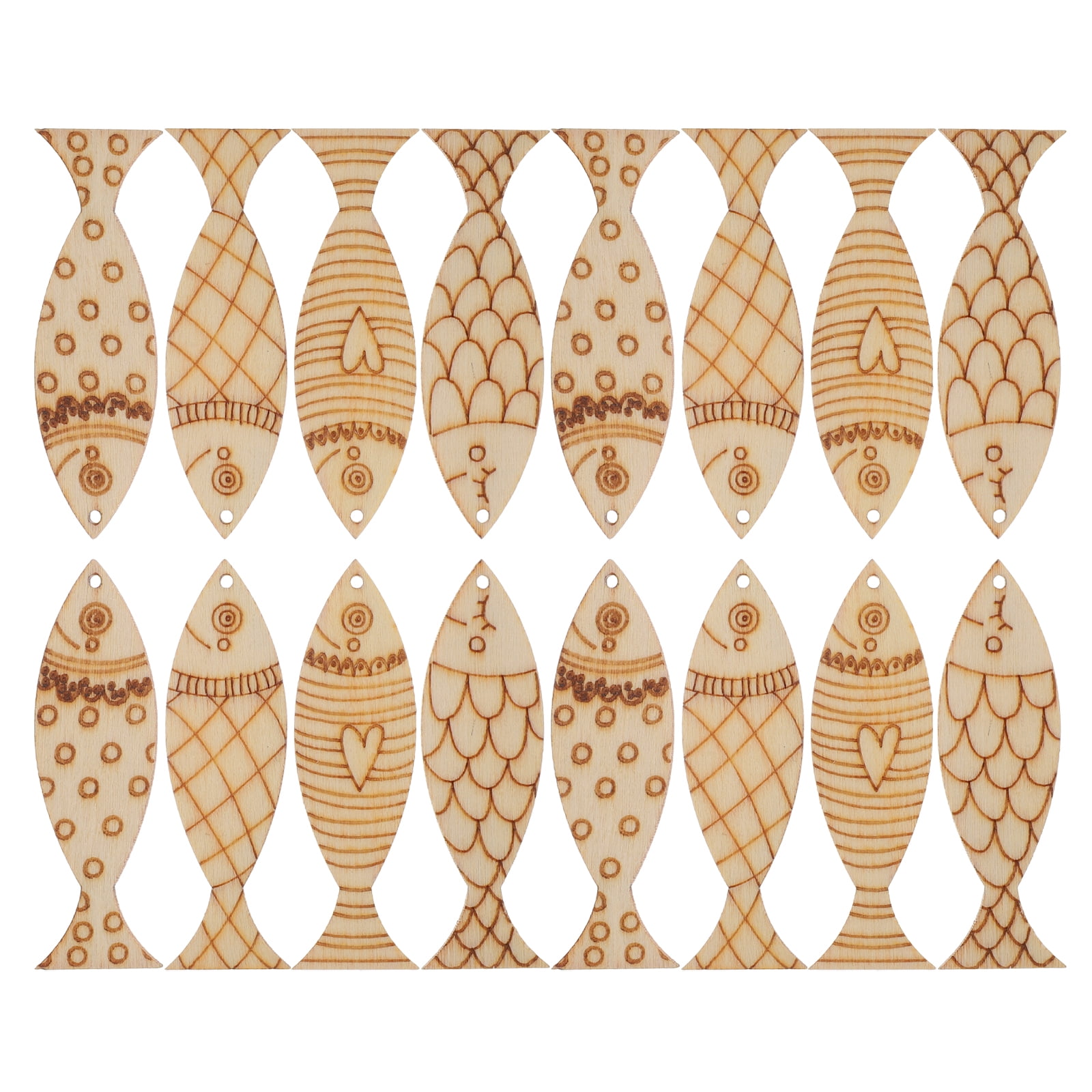 50pcs Fish Shaped Wooden Pieces Unfinished Wood Fish Cutout Blank Fish ...