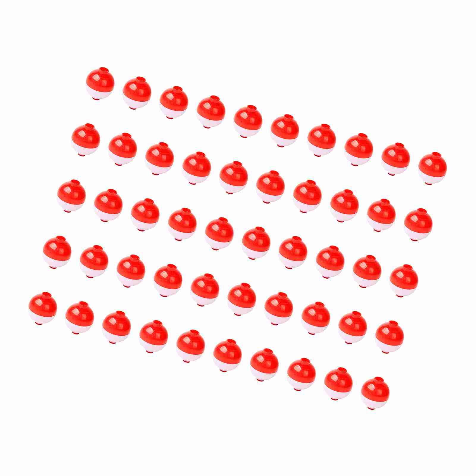 50pcs Fishing Bobbers 1 Inch Snap On Float Red And White Bobbers Push ...