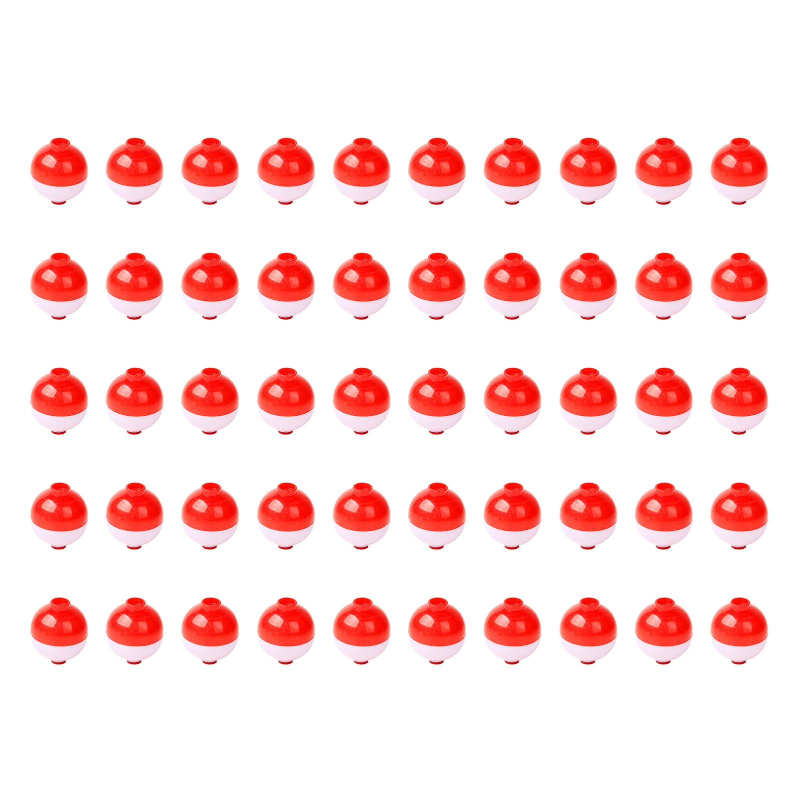 50pcs Fishing Bobbers 1 Inch Snap on Float Red and White Bobbers Push ...