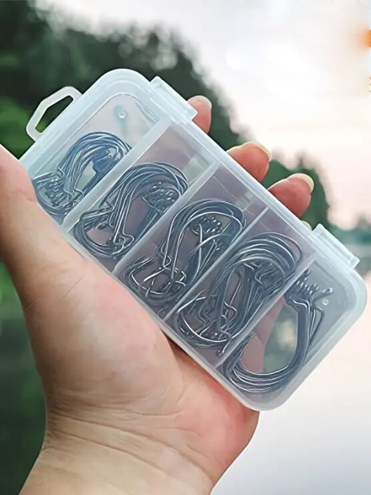 50pcs Fishing Hook Set High Carbon Steel Crank Barbed Hooks with Wide ...
