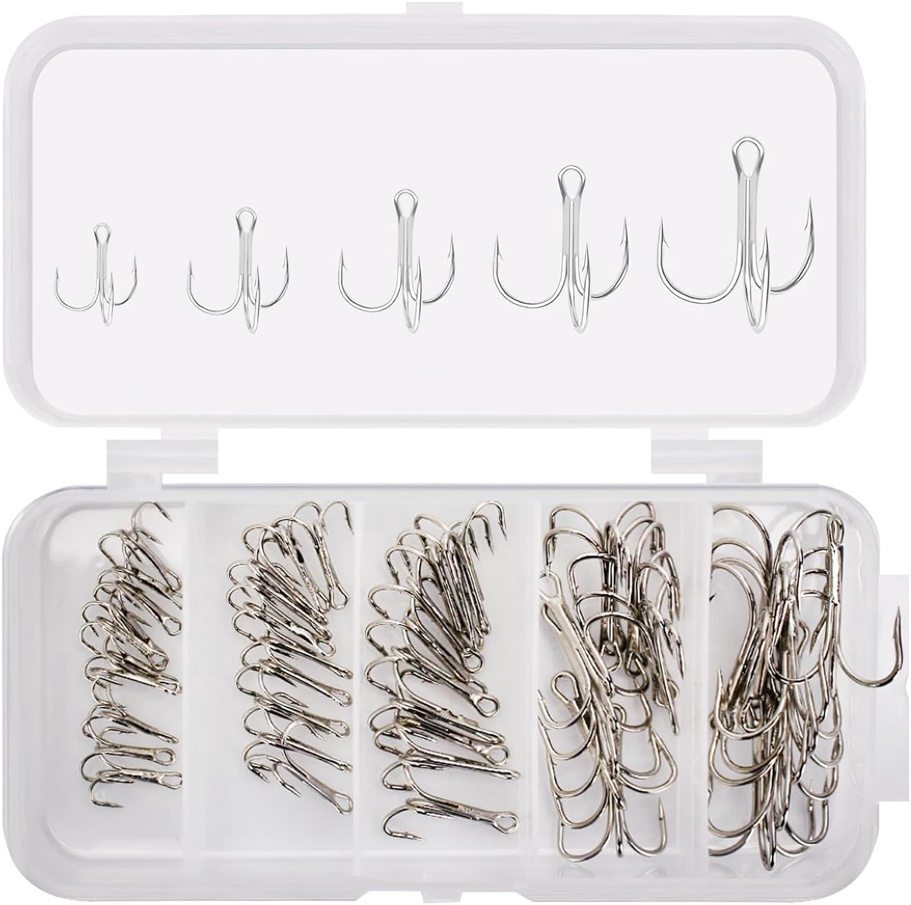 50pcs Fishing Treble Hooks Kit, High Carbon Steel Fishing Hook, Strong ...
