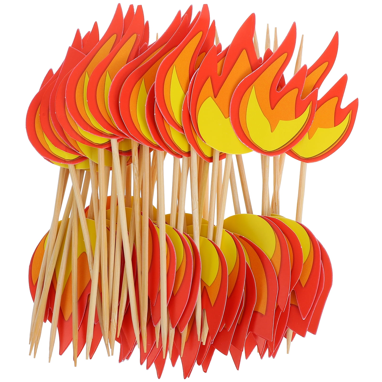 50pcs Flame Shaped Cupcake Picks Fire Rescue Theme Single Use Flame ...