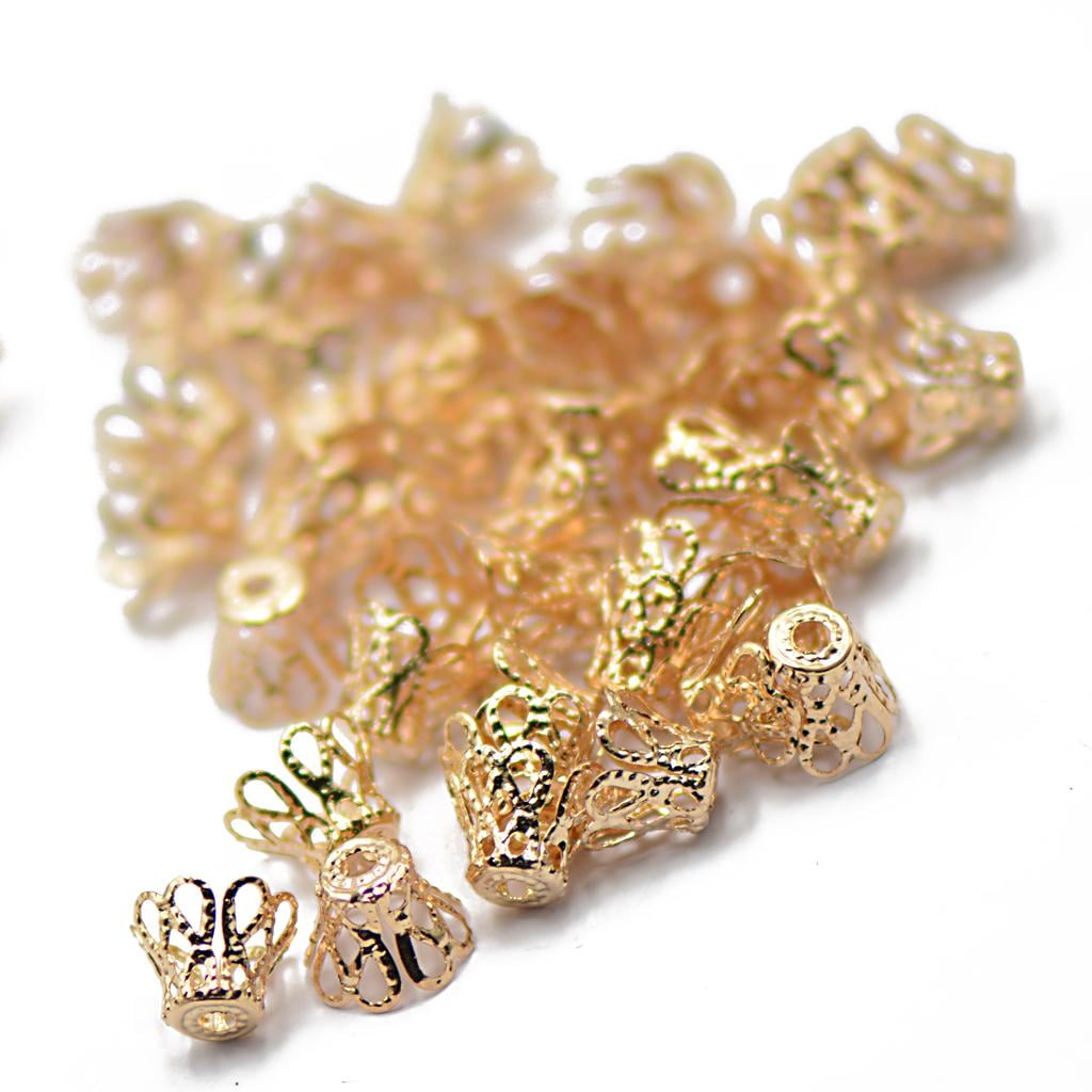 50pcs Flower Shaped Metal Bead Caps Jewelry Making End Caps Spacers ...