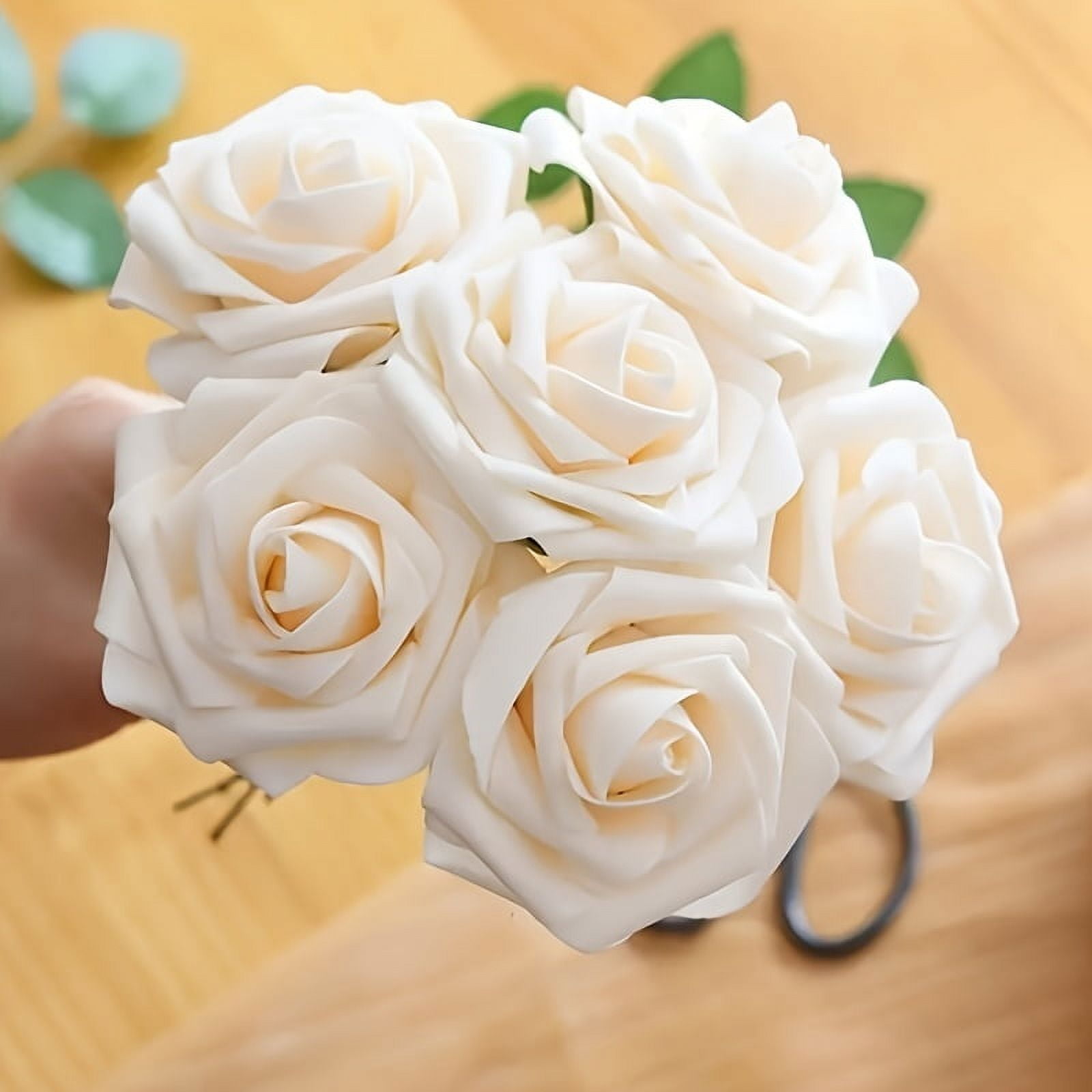 50pcs Foam Roses with Green Leaves - Ideal for DIY Wedding Bouquets ...