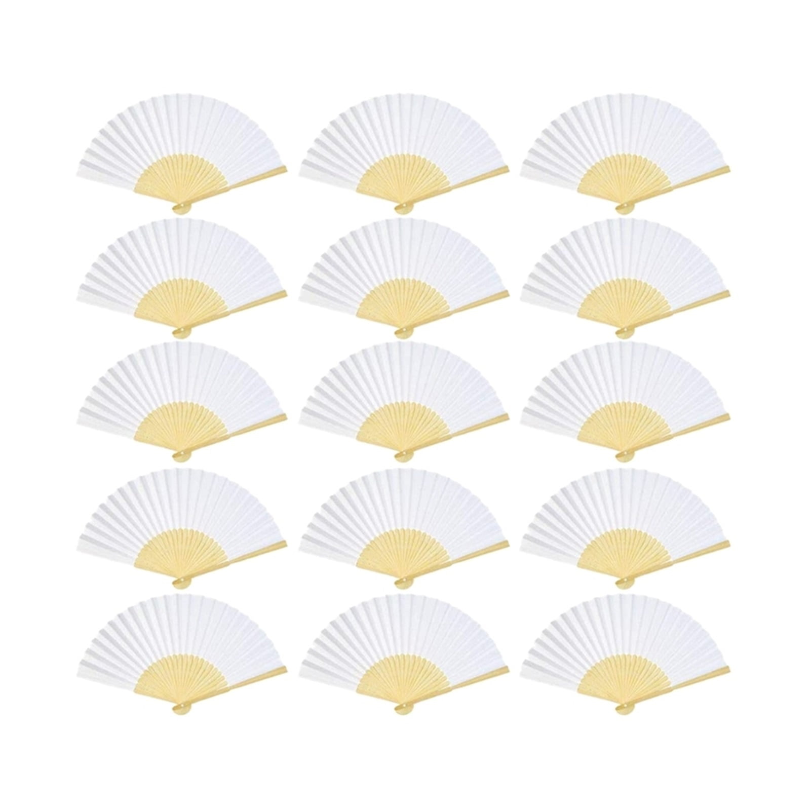 50pcs Folding Fan White Blank Paper Folded Fan Bridal Dancing Props ...