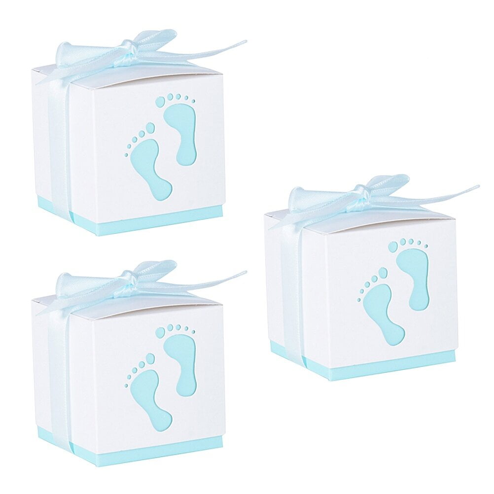 NICEXMAS Footprint Candy Box For Sky-Blue 50Pcs 2.4X2.4X2.4In Paper ...