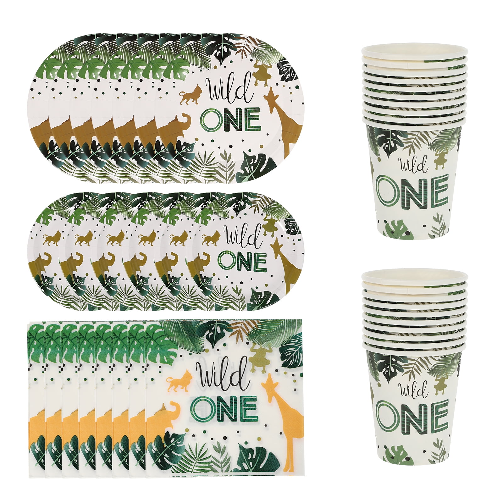 50pcs Forest Theme Creative Paper Tableware Flatware Set Food Serving ...