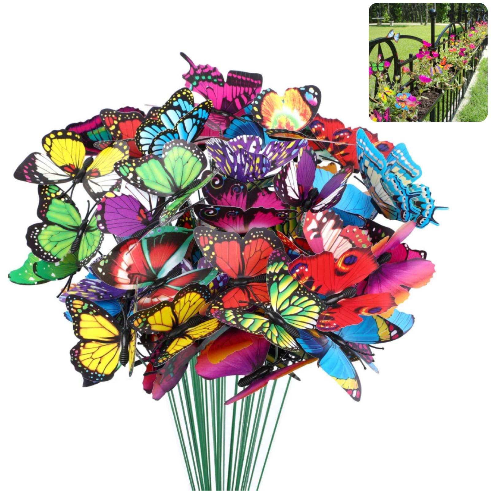 50pcs Garden Butterfly Stakes,Waterproof Butterfly Decorative Stakes ...