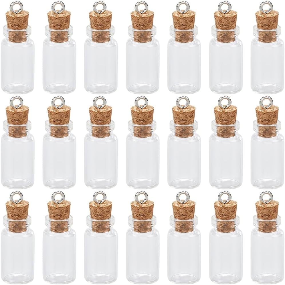 50pcs Glass Bottle Charms Mini Bottle Charms Small Tiny Transparent ...