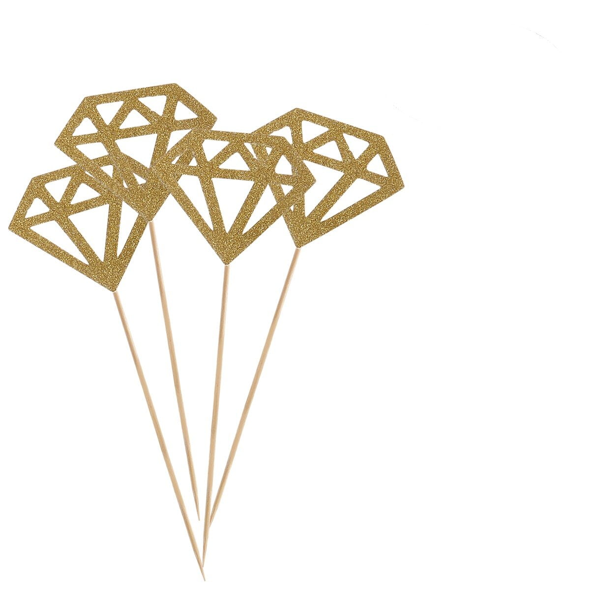 50pcs Glitter Paper Gold Diamond Cake Toppers Cake Decoration Party ...