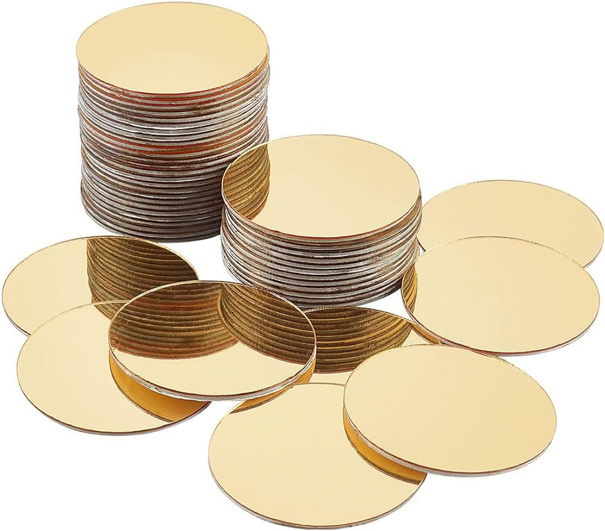 50pcs Golden Round Mirrors for Crafts 1.9 Inch Self Adhesive Mirror ...