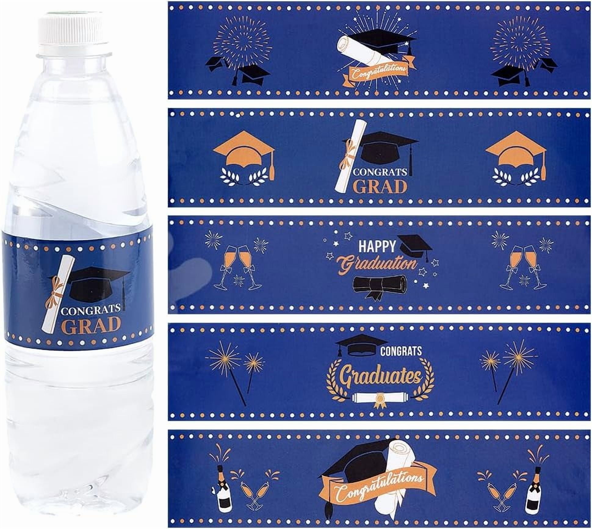 50pcs Graduation Water Bottle Labels 5 Styles Congrats Grad Bottle ...