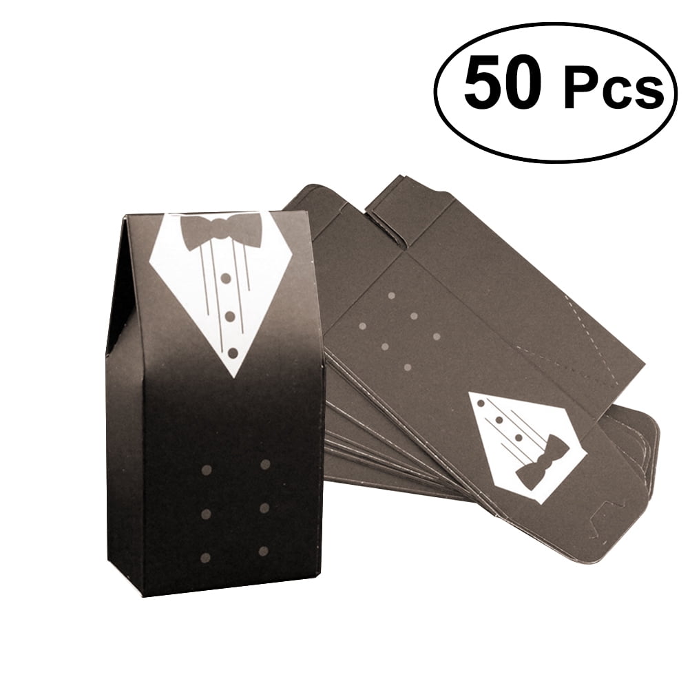 50pcs Groom Tuxedo Bridal Dress Candy Boxes Sweets Packaging Favours ...
