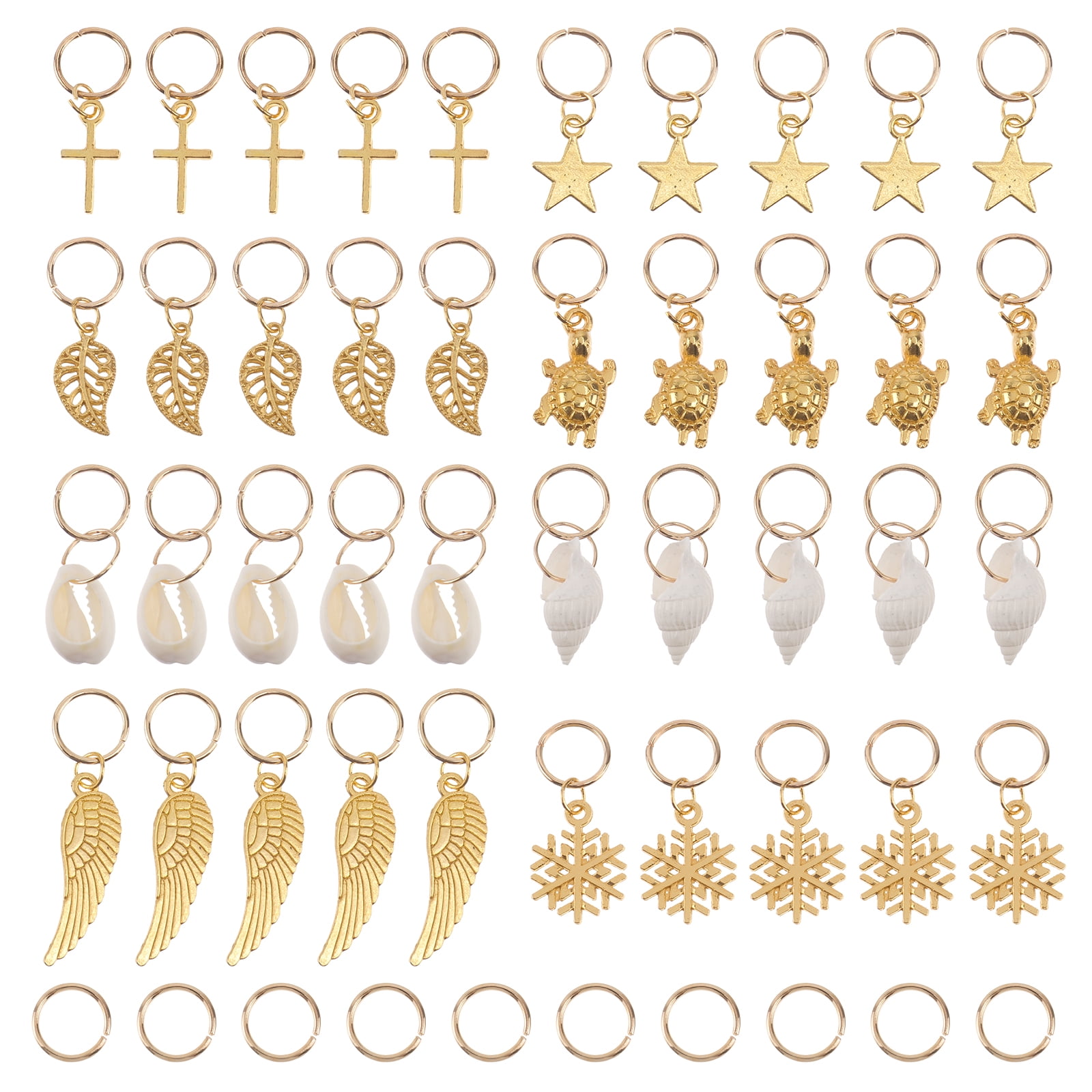 50pcs Hair Braid Jewelry Rings Multiple Pendants Leaves Stars ...