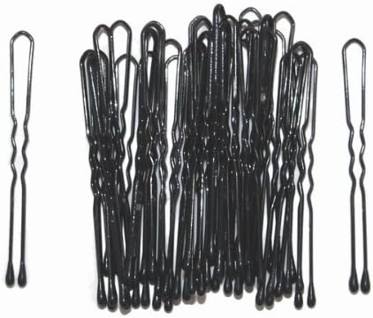 50pcs Hair Pins Wavy Kirby Grip U Shaped Bin Holder Slides (Black Small ...
