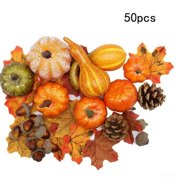 50Pcs Pumpkin Fall Decorations, Decorative Velvet Mini Small Outdoor ...