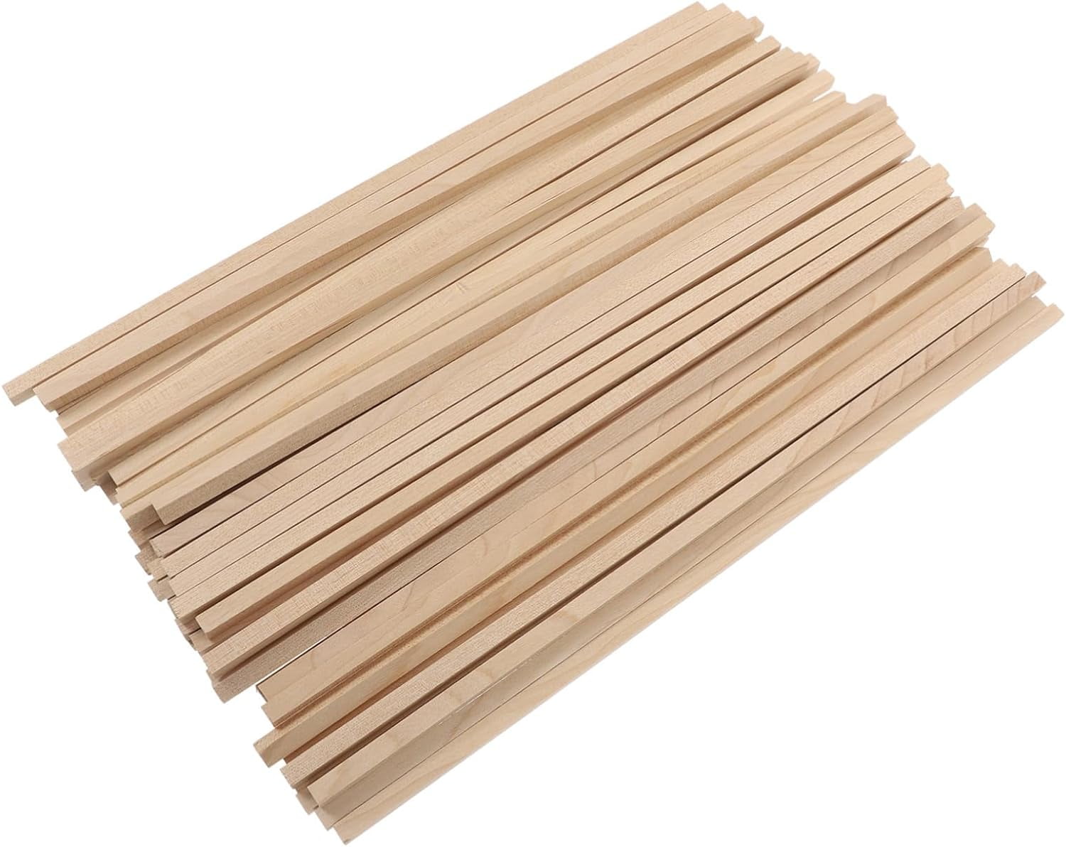 50pcs Handmade Wooden Strips Round Wood Dowel Rods Wood Battens Wood ...