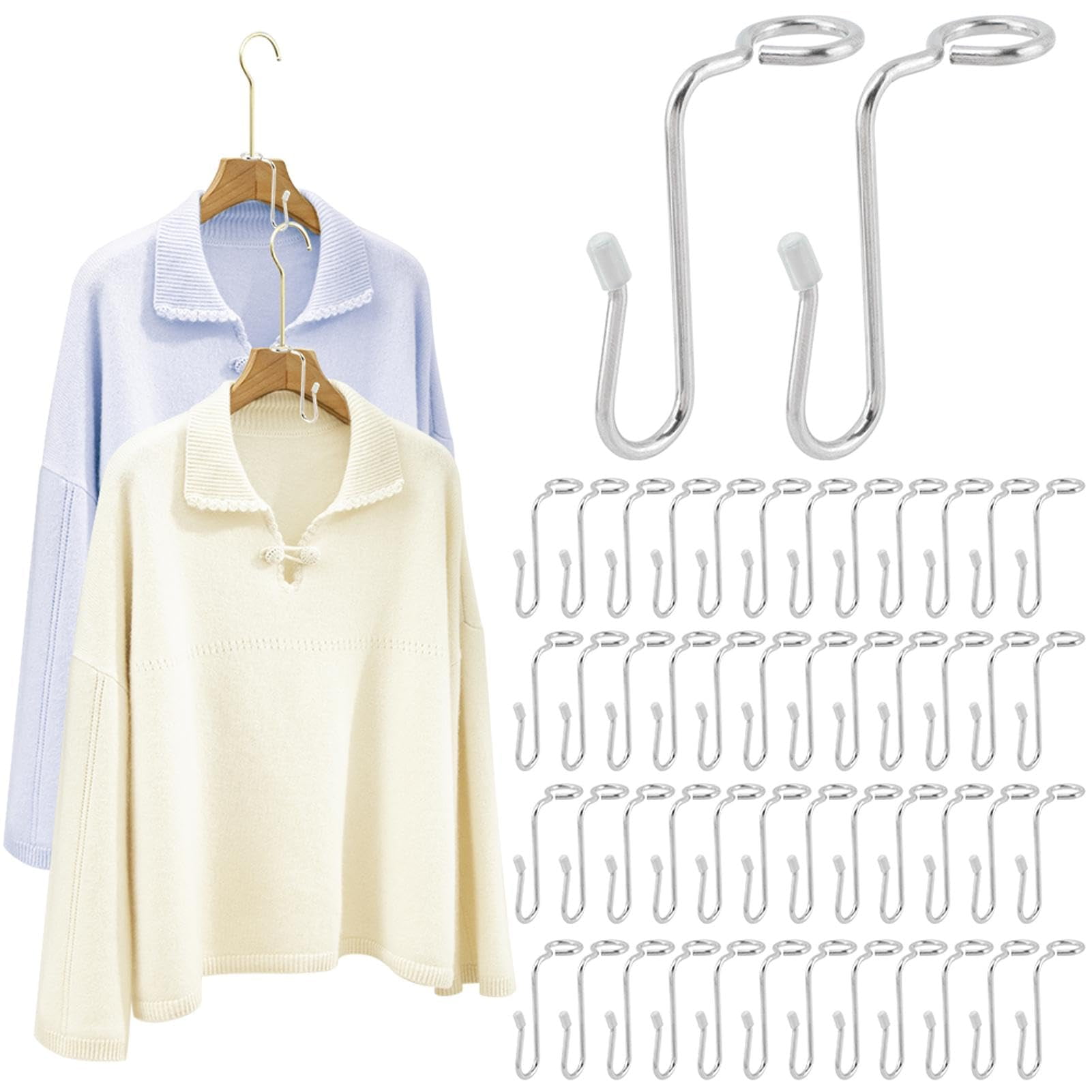 50pcs Hanger Connector Hooks, Clothes Hanger Organizer Space Saving ...