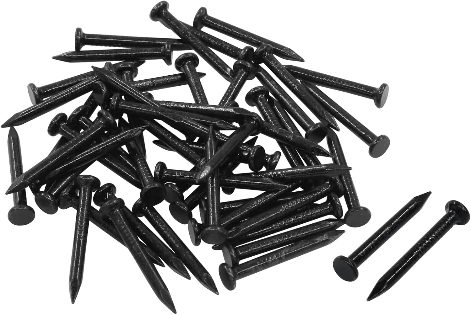 50pcs Hardware Nails 1 inch Length, Black Carbon Steel Point Tip Wall ...