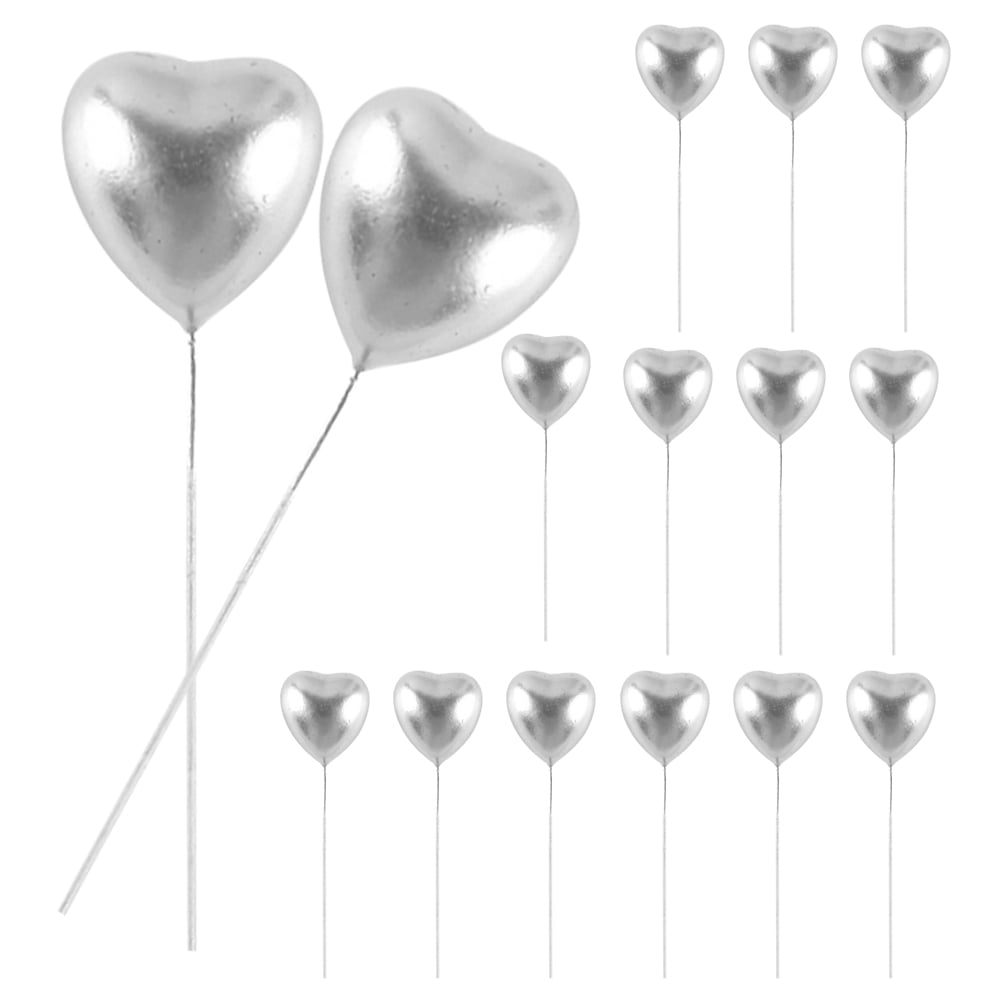 MLINS Silver Heart Shaped Cake Topper for Decor Lightweight Plastic and ...
