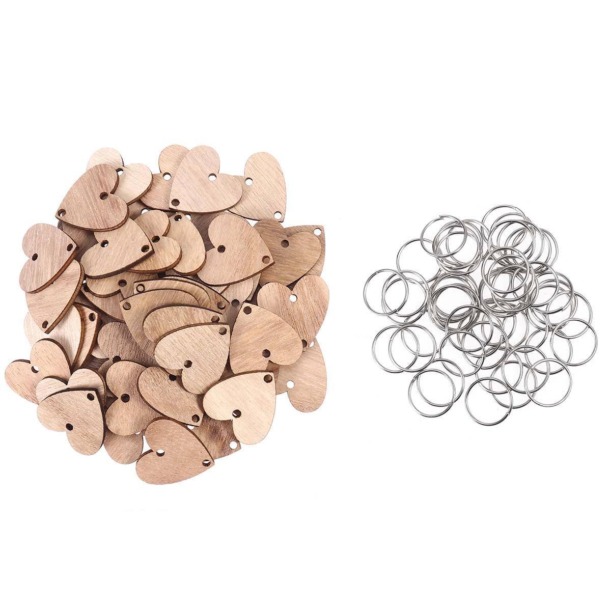 50pcs Heart Wooden Slices With 50 Iron Loops Set For Birthday Reminder ...