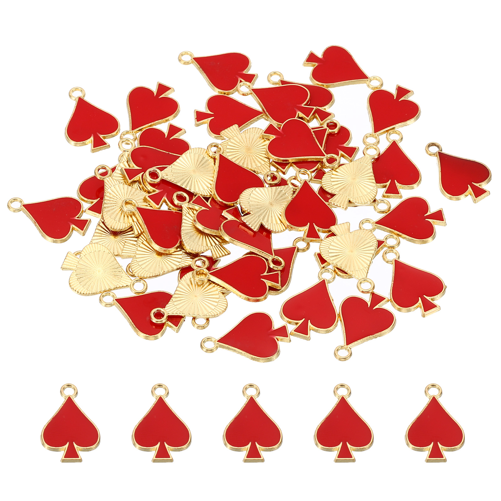 50pcs Hearts Charm, Spades Bracelet Charm Pendants Playing Cards Resin ...