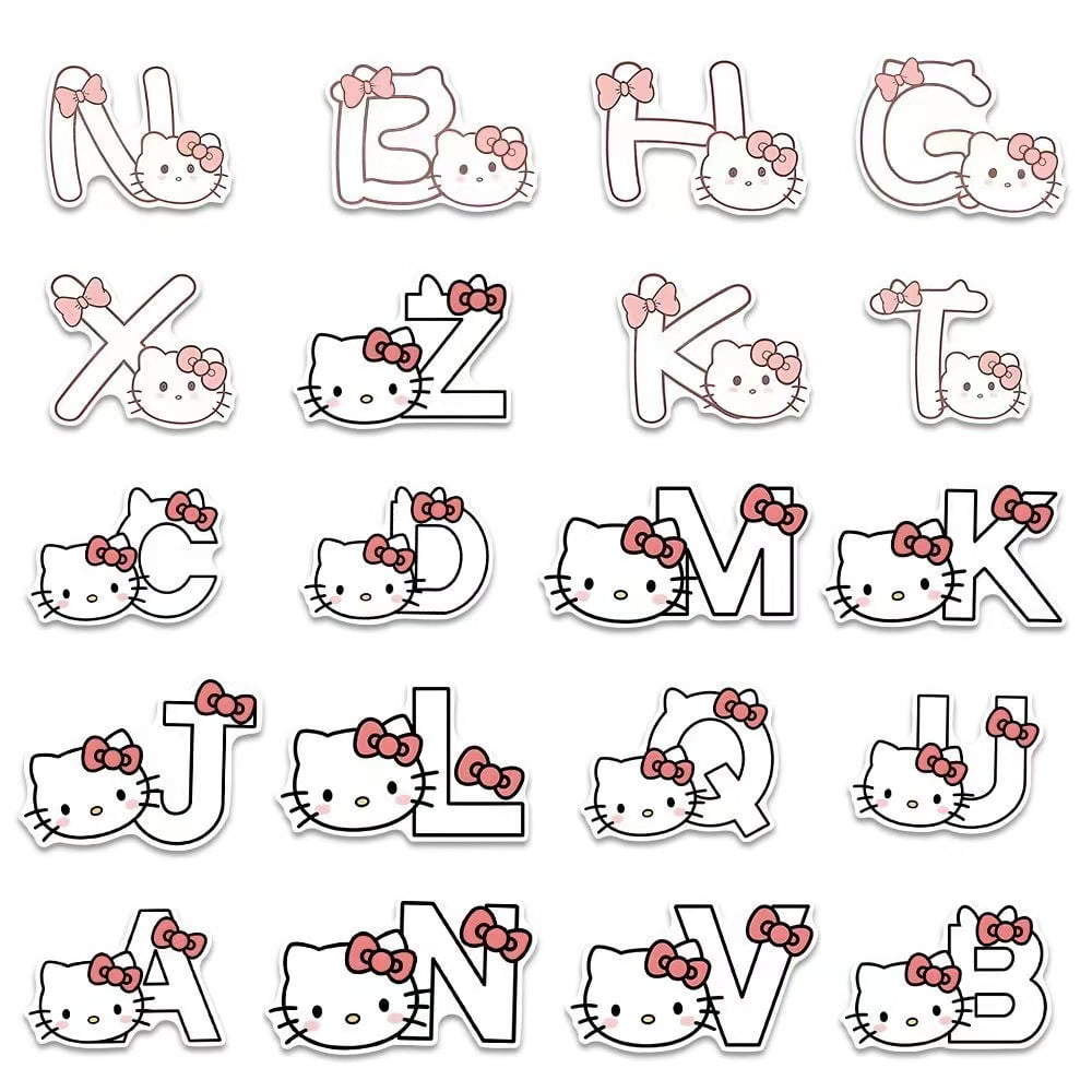 50pcs Hello Kitty Alphabet Stickers Sanrio Anime Accessories Cartoon ...