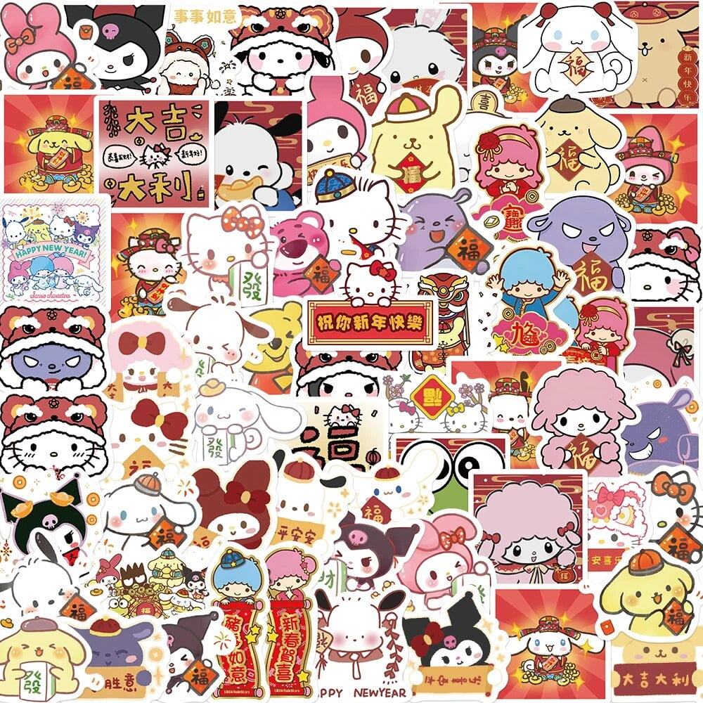50pcs Hello Kitty Sticker Toys for Girls Kawaii Stickers Cute Sticker ...