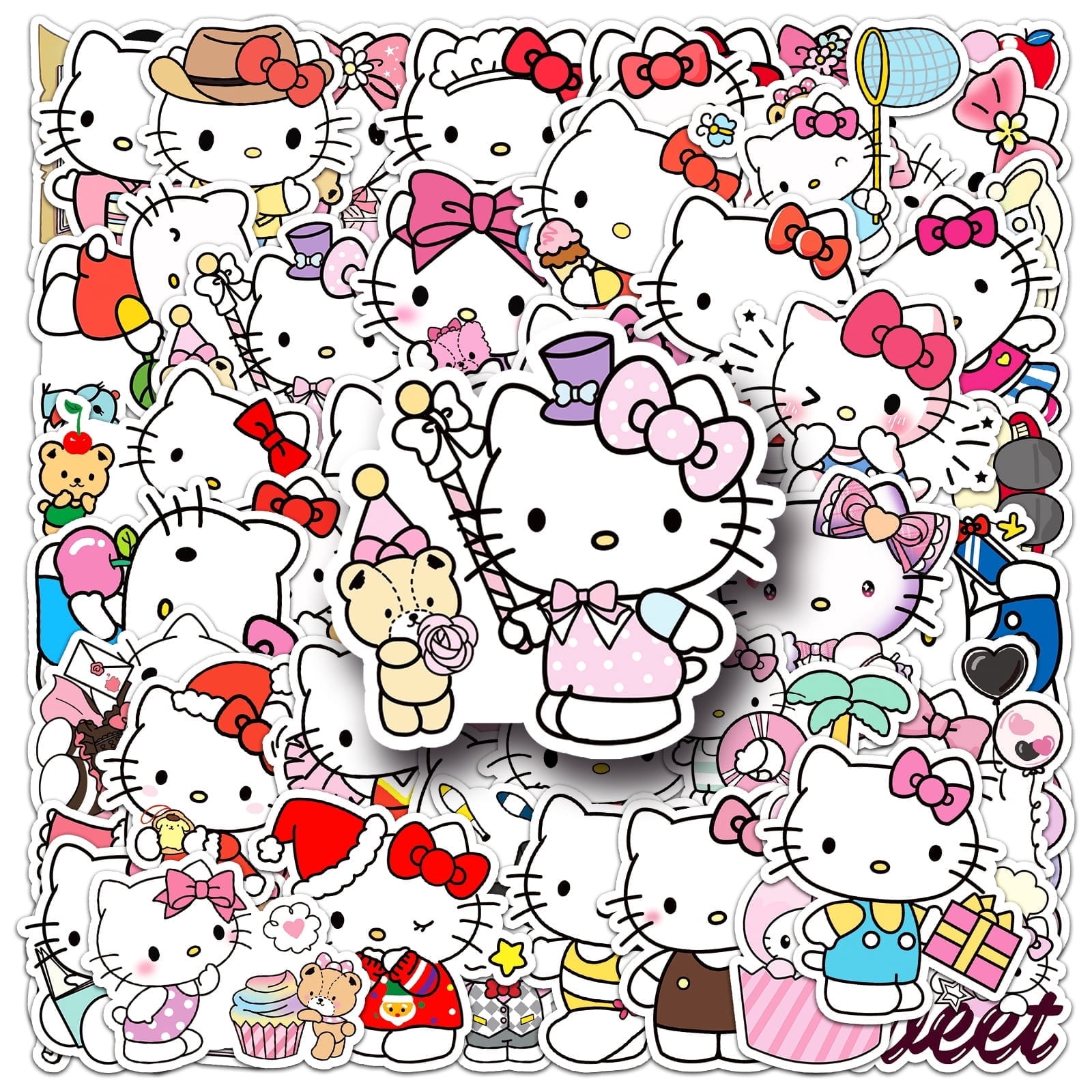 50pcs Hello Kitty Stickers: Cute Sanrio Waterproof Decals for Laptop ...