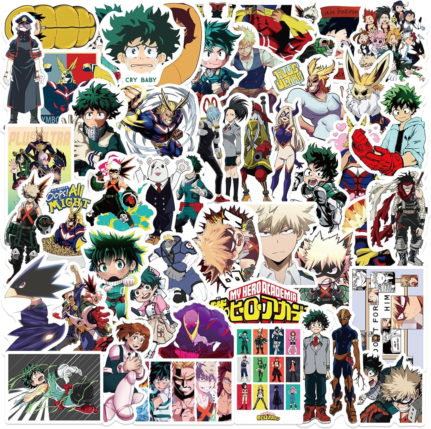 50pcs My Hero Academia Stickers for Kids, Cool Waterproof Vinyl Decal for Teen Adult Boy Laptop ...