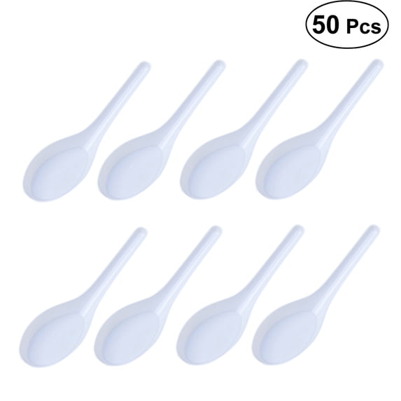 TOPBATHY1 50pcs Disposable White Plastic Soup Spoons, Food-Grade Clear ...