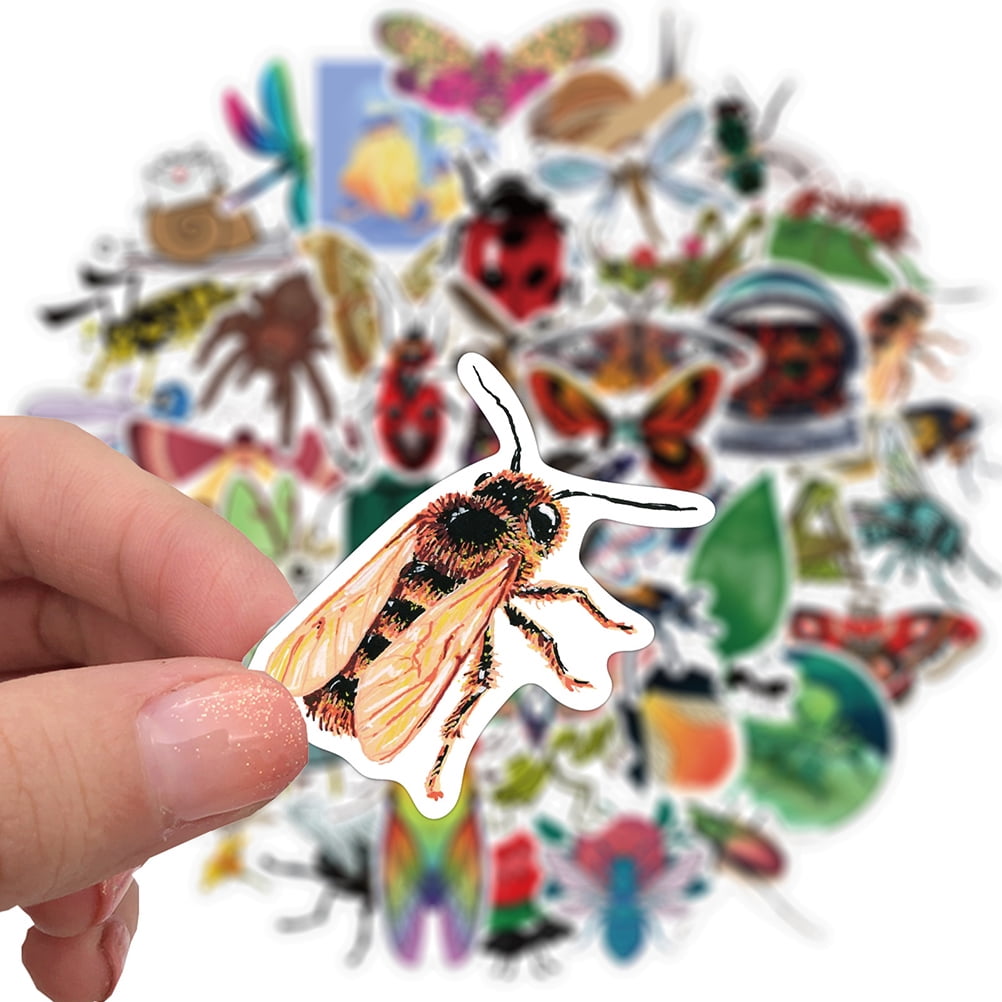 50pcs Insect Stickers PVC Bug Decals Waterproof Vinyl for Kids Teens ...