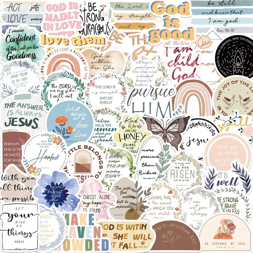 50pcs Jesus Phrase Christians Religion Bible Stickers Skateboard ...