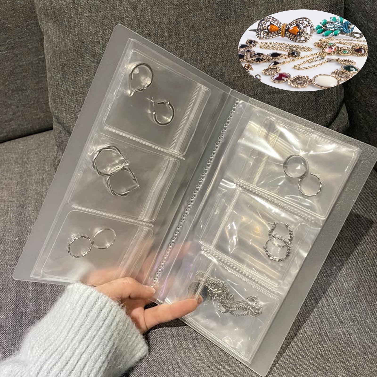 TSV Jewelry Organizer Book with 50pcs Transparent Storage Bags, Travel ...