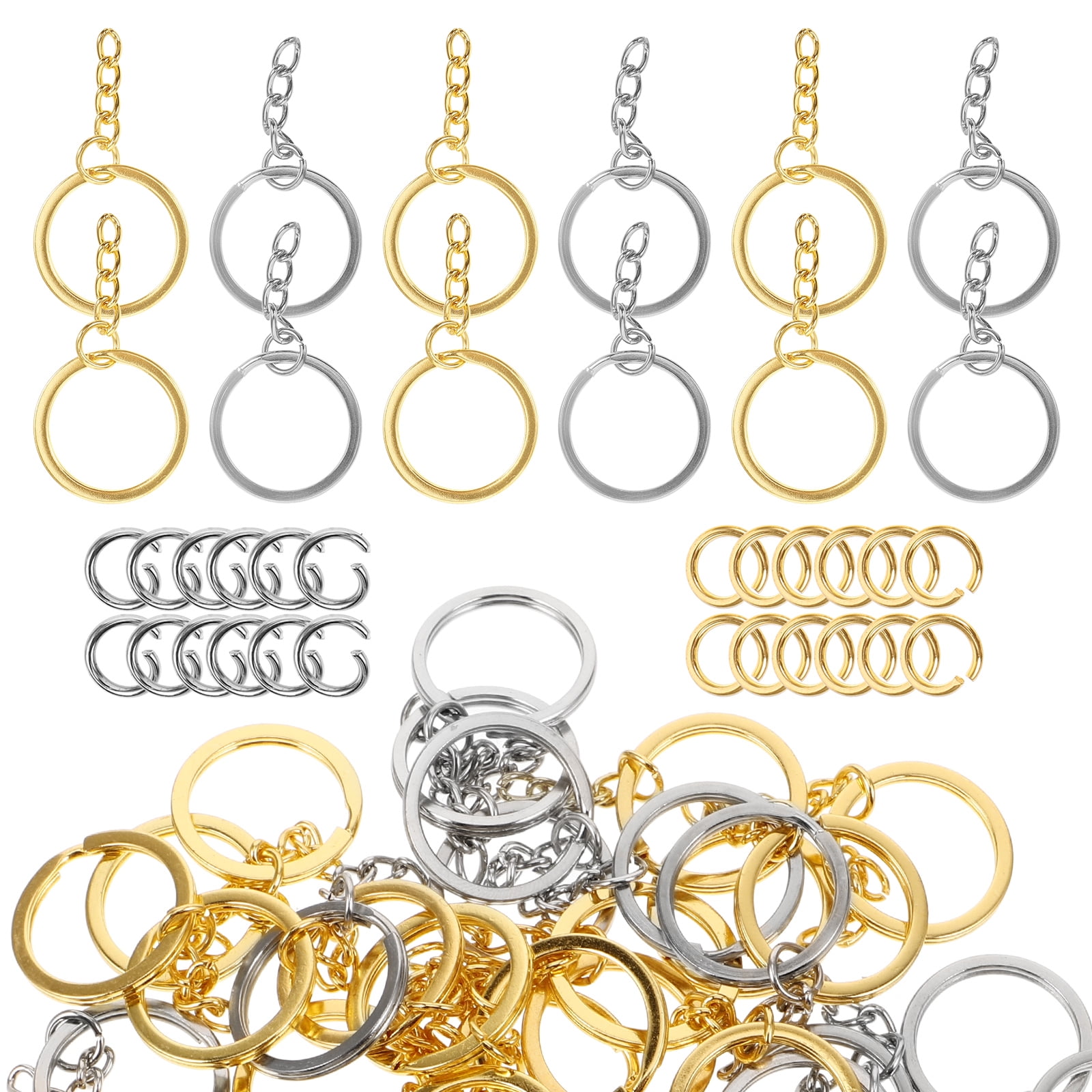 50pcs Keychain Rings With Chains Diy Keychain Kits, Craft Supplies, Key ...