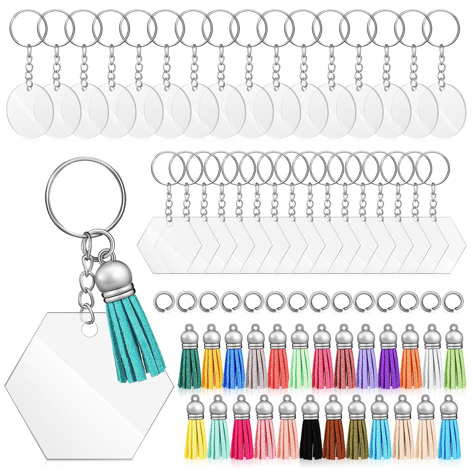 50pcs Keychains Blanks Acrylic Key Pendants DIY Bag Keychains Key ...