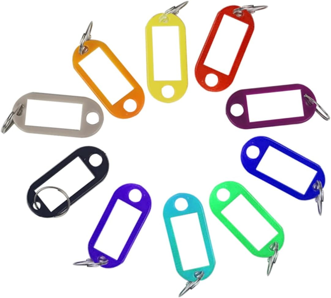 50pcs Keyring Fobs Plastic Practical Metal Ring Colorful Key Label Tags ...