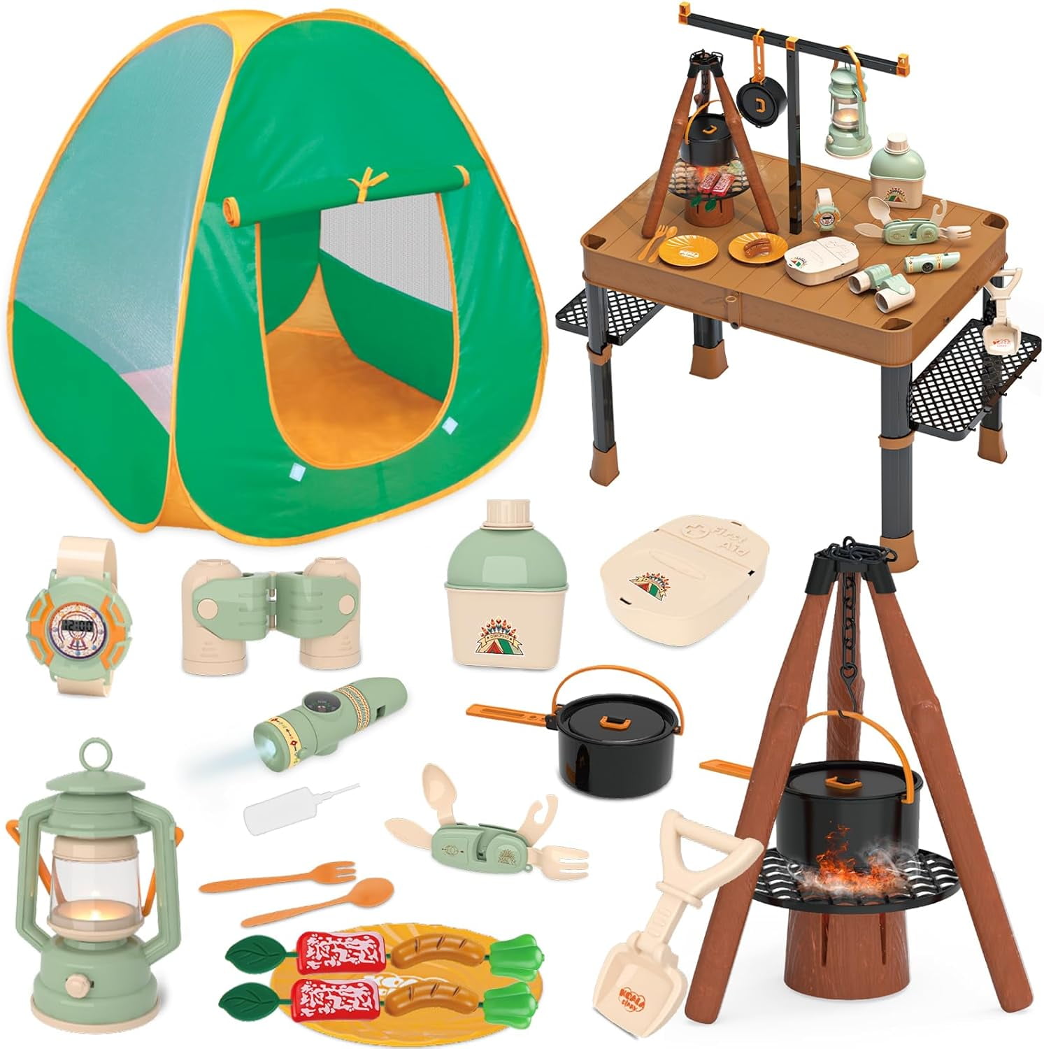 50pcs Kids Camping Set with Folding Storage Table & Tent - Includes ...