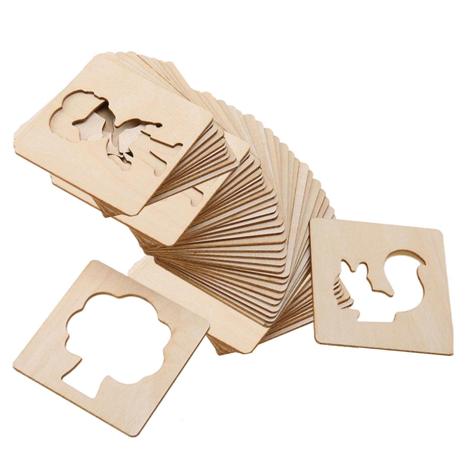 50pcs Kids Drawing Stencils Chalk Stencils Wooden Educational DIY ...