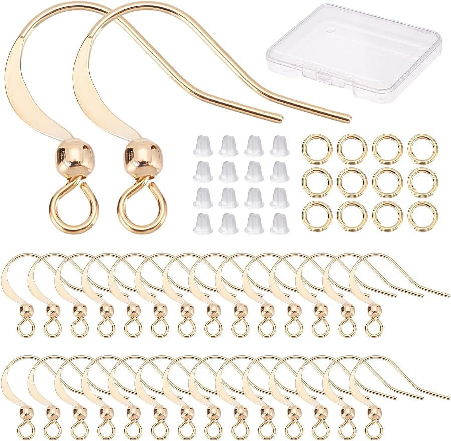 50pcs Kit Real 18K Gold Plated Fishhook Earring Hooks Brass French Ear ...