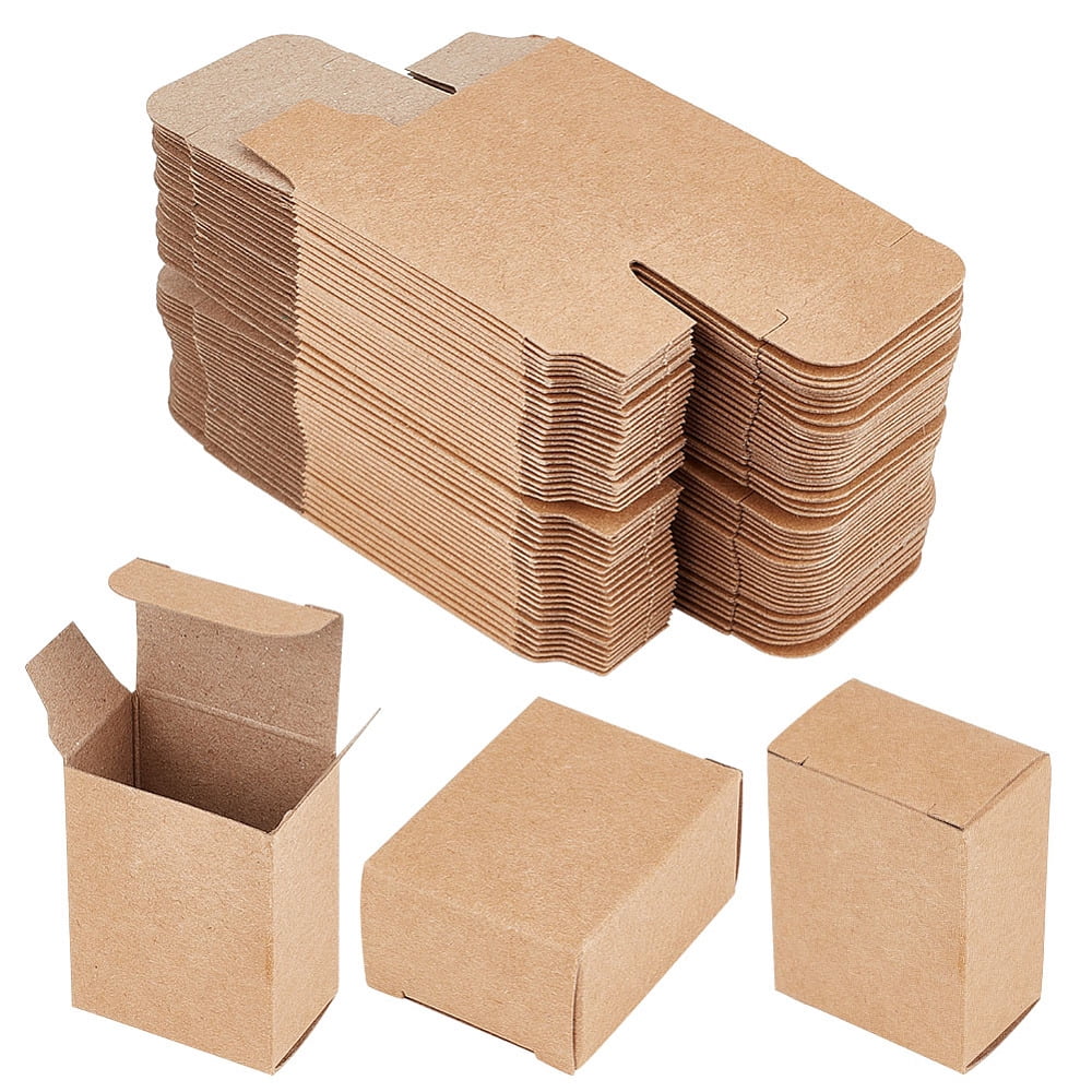 50pcs Kraft Paper Items Boxes with Lids 0.9x1.5x2 Inch Small Cardboard ...
