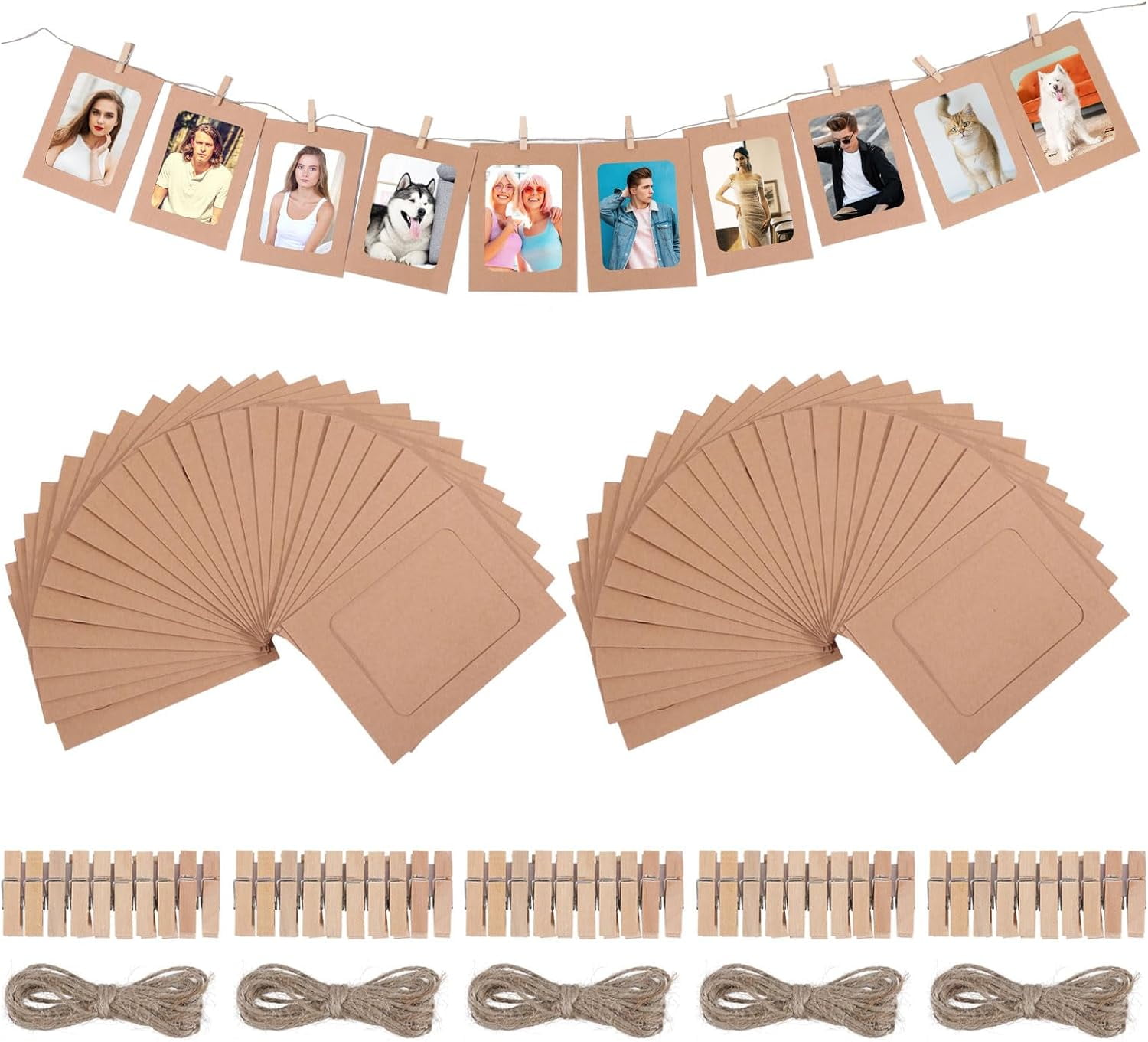 50pcs Kraft Paper Photo Frames 4x6in DIY Cardboard Photo Hanging ...